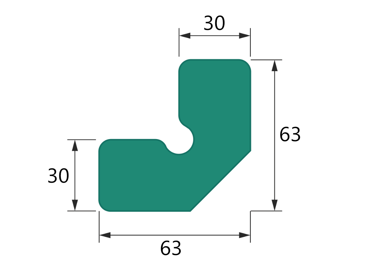 Pěnový polyetylén Profil W60-60 (A;B = 63; C;D=30) (1ks=2bm) | Eobaly.cz